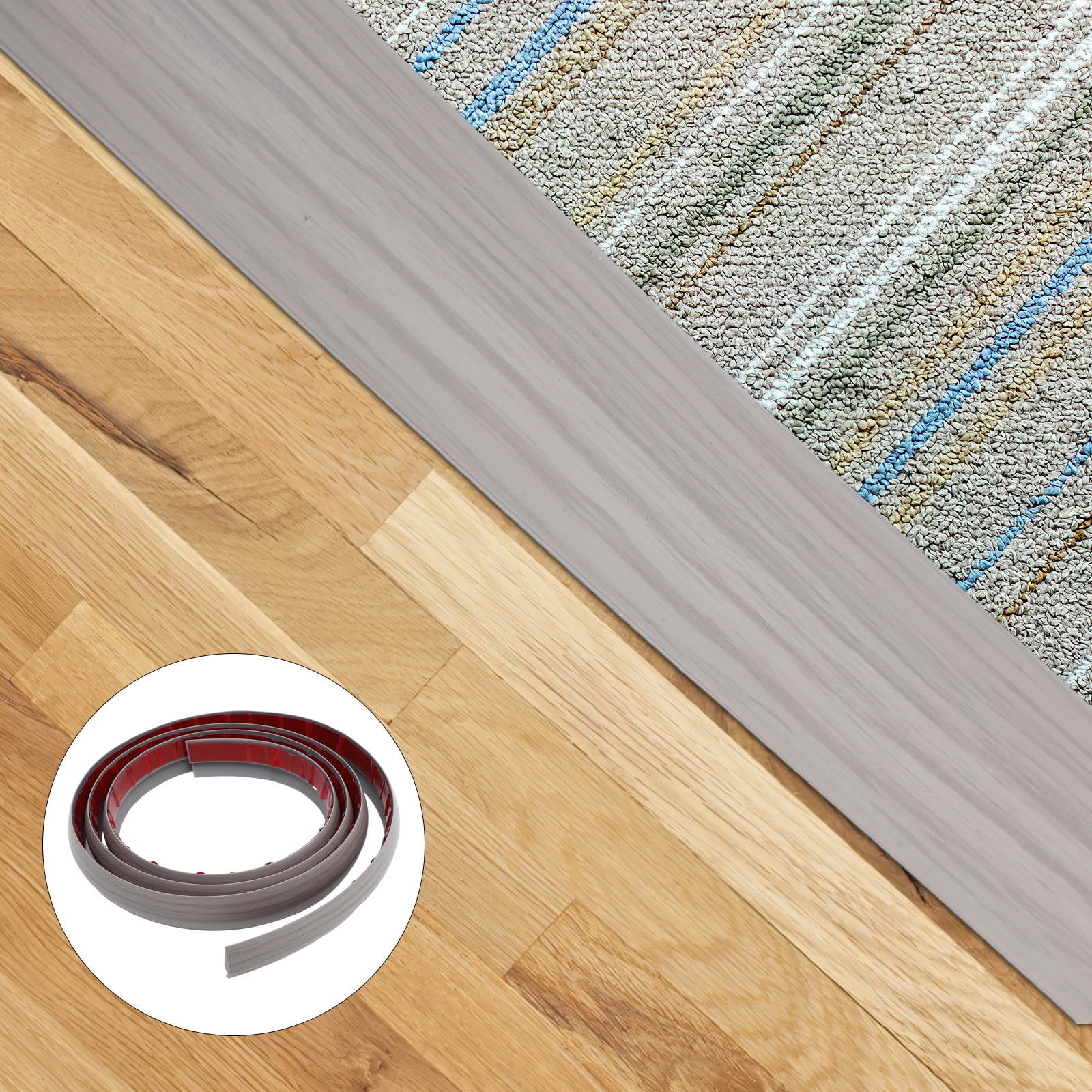 Hemobllo Flooring Transition Strip Grey Wood Grain 1Set 78.7x1.4x0.5In ...