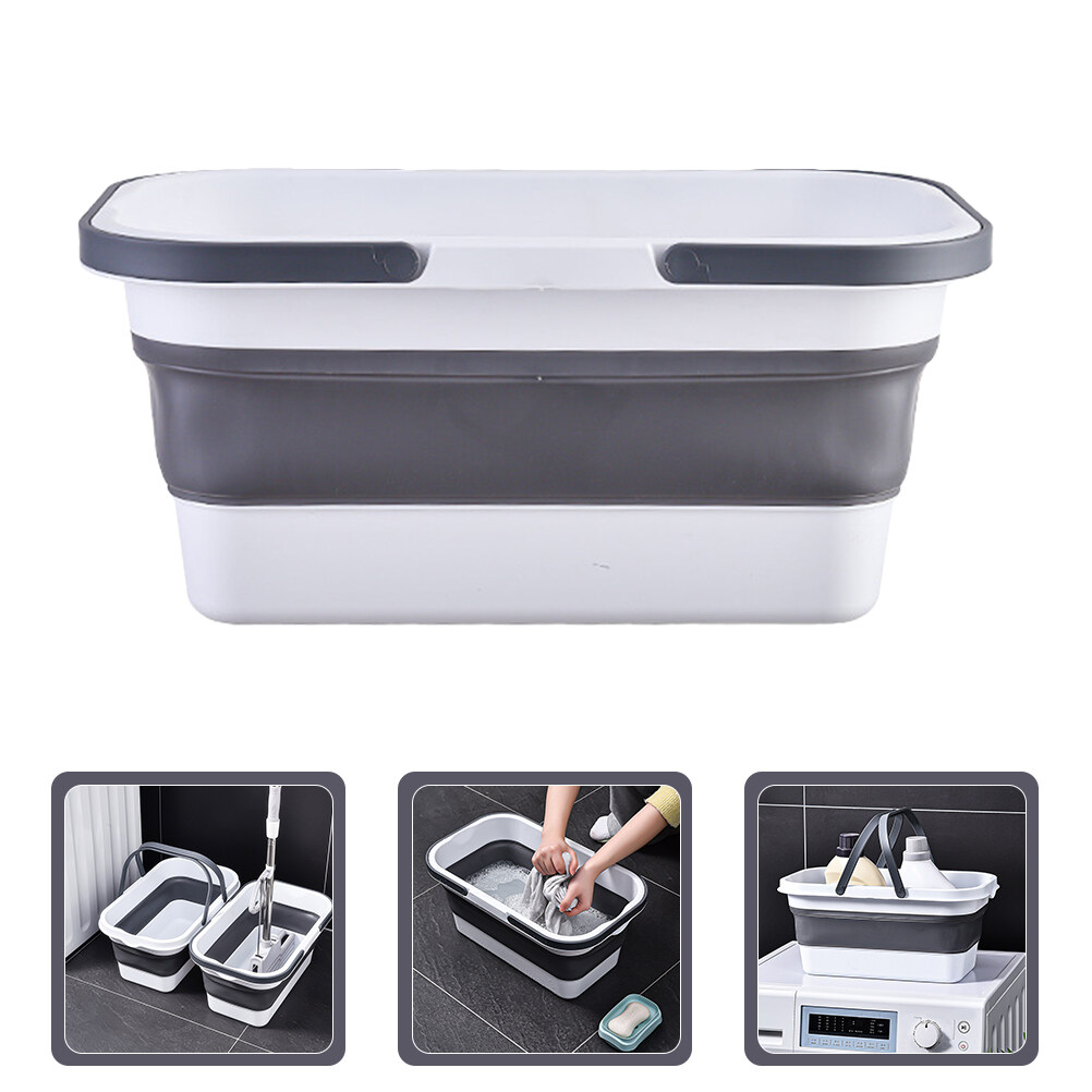 Hemobllo Camping Folding Bucket Collapsible Square Black 1Pcs 17.9X11 ...