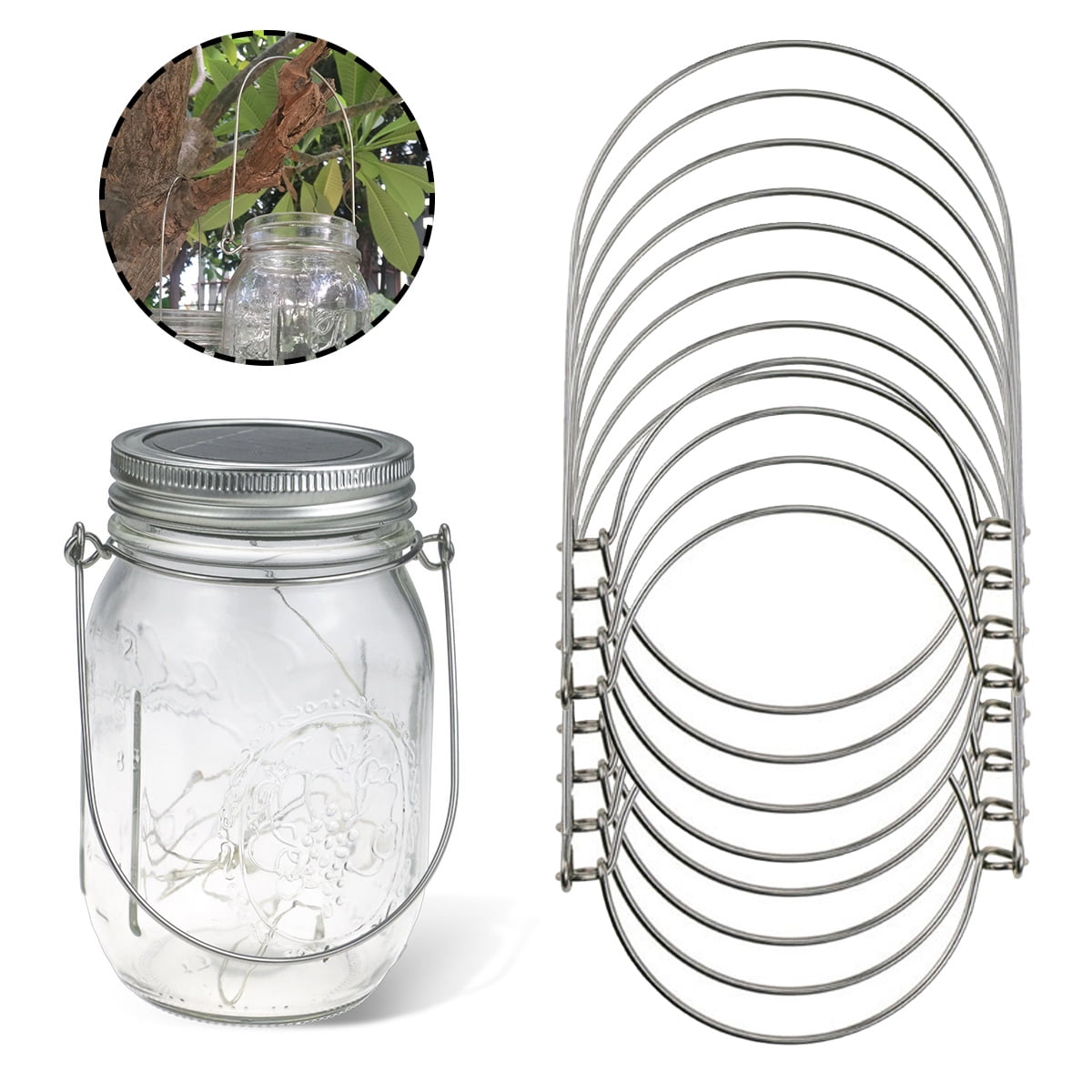 Hemobllo Mason Jar Wire Hanger Silver Stainless Steel 8Pcs 6.3x4.3x0 ...