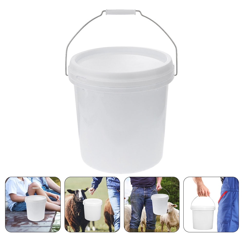 Hemobllo Round Plastic Bucket 1Pcs White Plastic For Garage ...