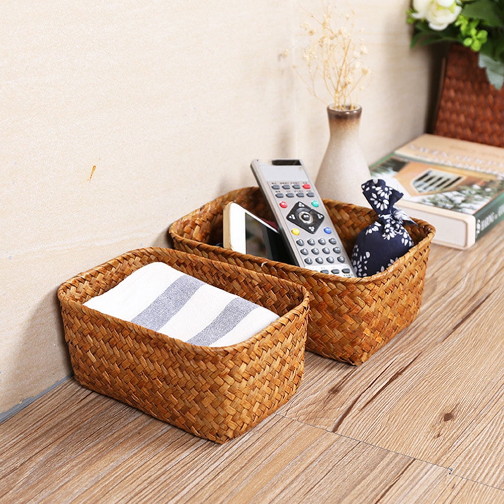 Hemobllo Seagrass Woven Basket Sundry Organizer Wicker Storage Tall ...