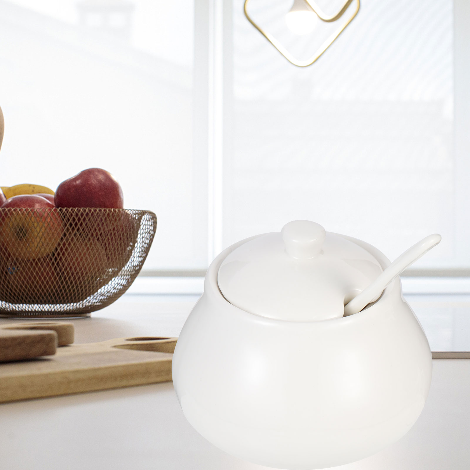 Hemobllo Sugar Pot with Lid and Spoon Container Pour Spout Tablespoon ...