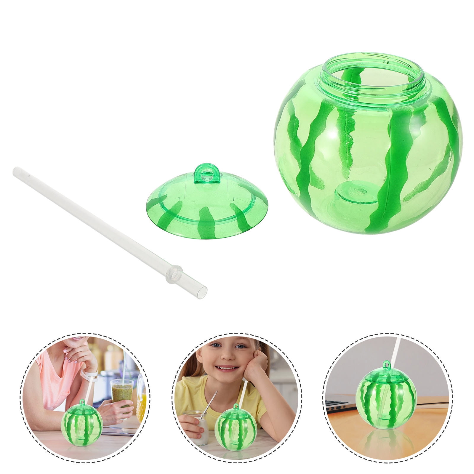 Hemobllo Creative Green Watermelon Tumbler with Straw for Summer ...