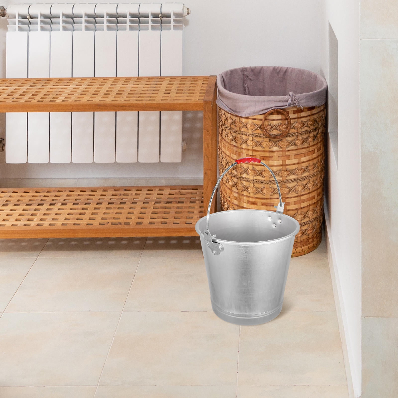 Hemobllo Metal Water Bucket Silver with Handle for Storage and Carrying ...