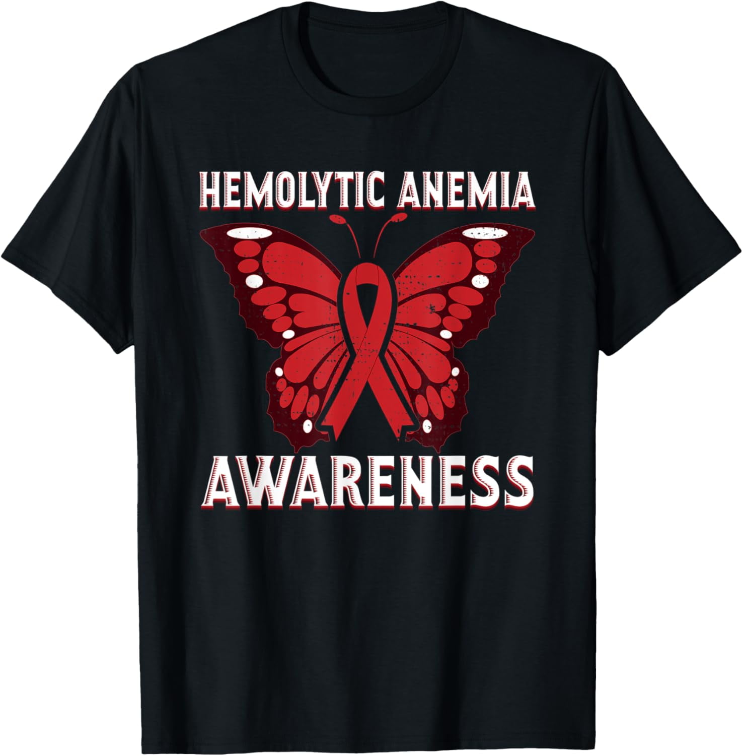 Hemolytic Anemia Awareness Warrior Support Red Ribbon T-Shirt - Walmart.com