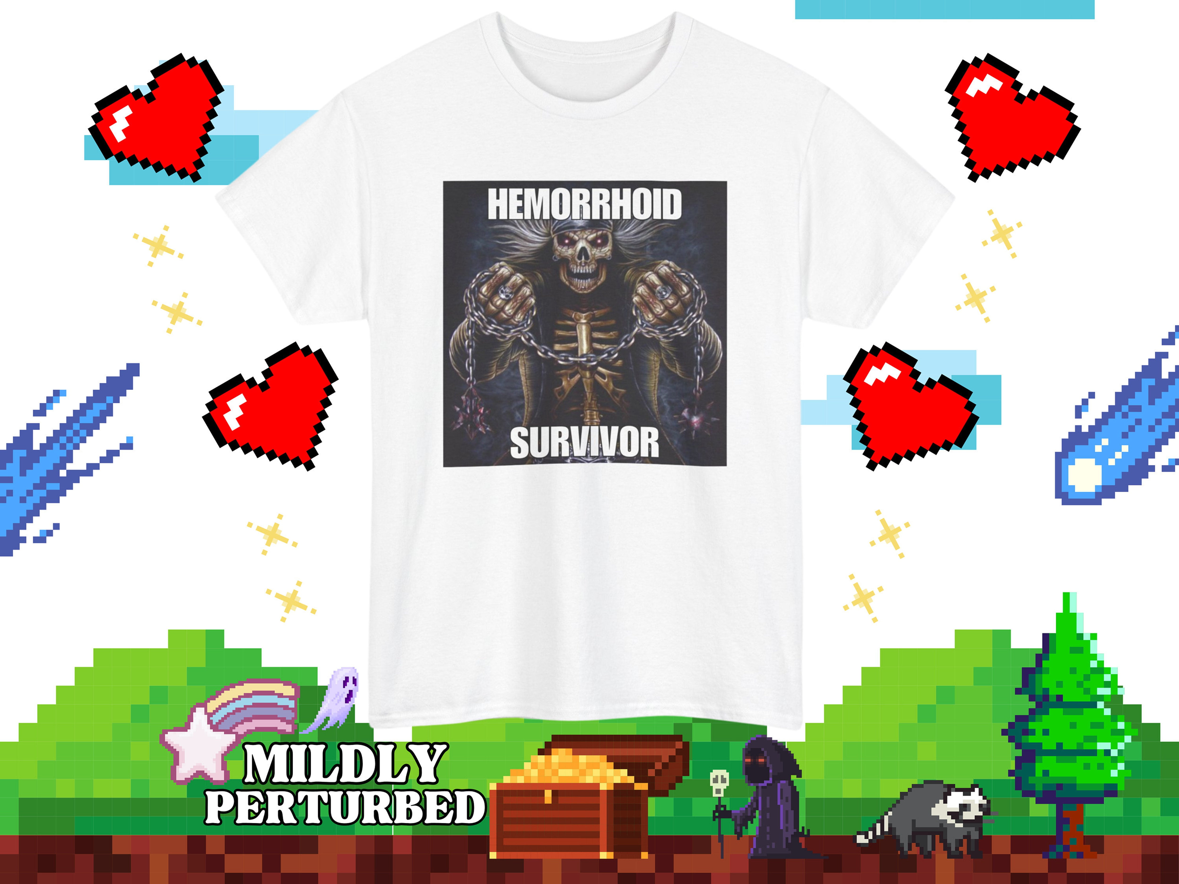 Hemorrhoid Survivor Funny Hard Skeleton Meme T-shirt, Badass Skeleton Shirt, Cringe Shirt ...