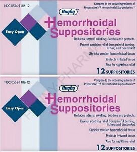 Hemorrhoidal Suppositories Rugby 12 ct ( 2 boxes ) - Walmart.com