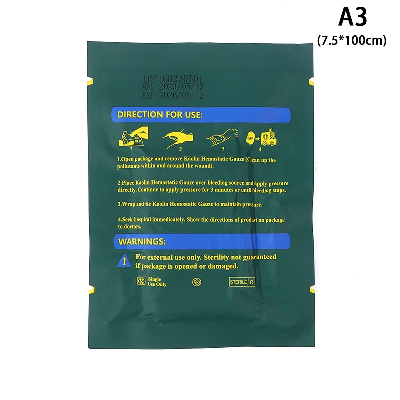 Hemostatic Kaolin Gauze Combat Emergency Trauma Z-Fold Soluble For Ifak ...