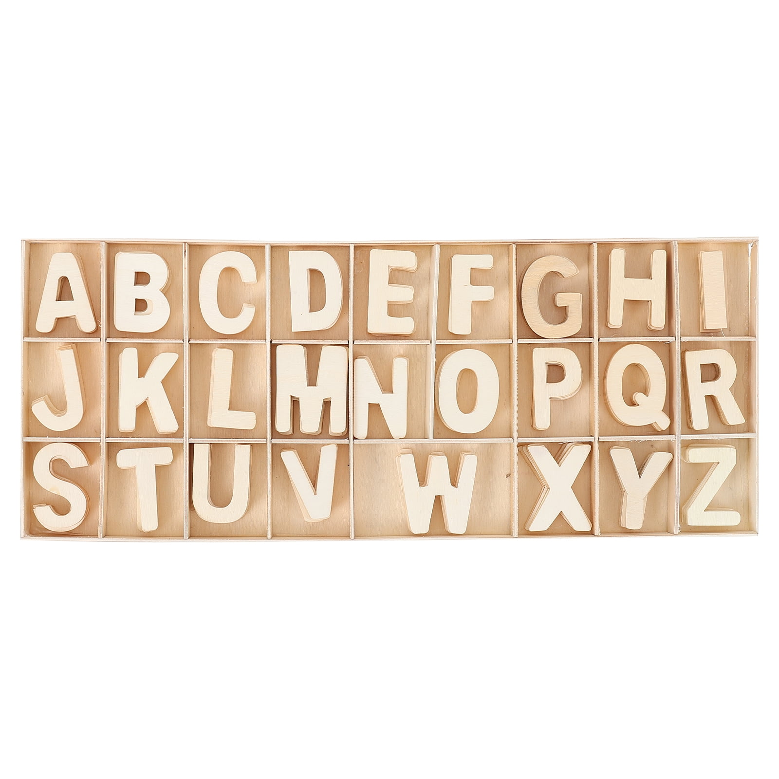 EXHUMKY Khaki Wooden Letter Cutouts for Decor Smooth Surface Round ...