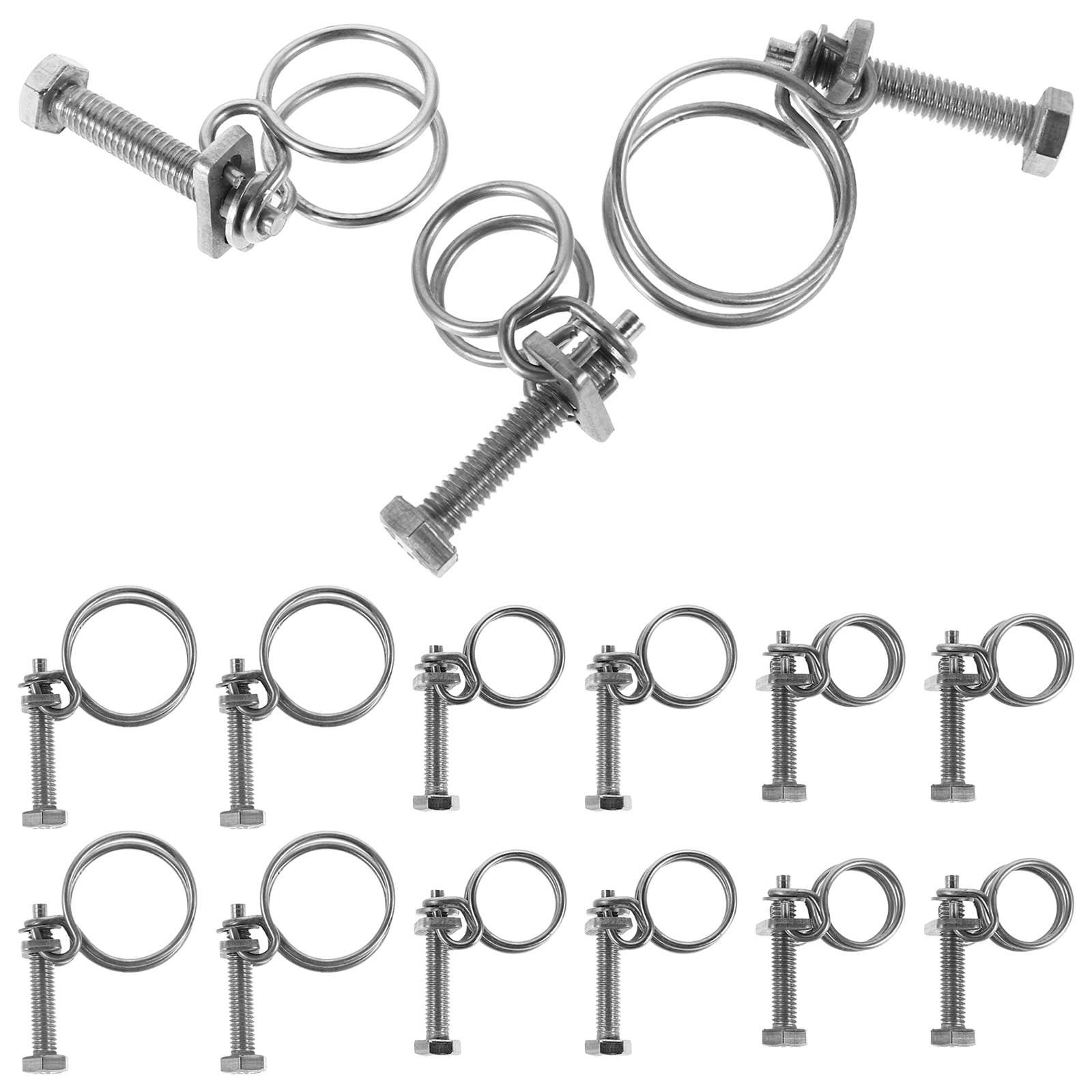 Hemoton 1 Set Adjustable Double Wire Hose Clamp Stainless Steel Pipe ...