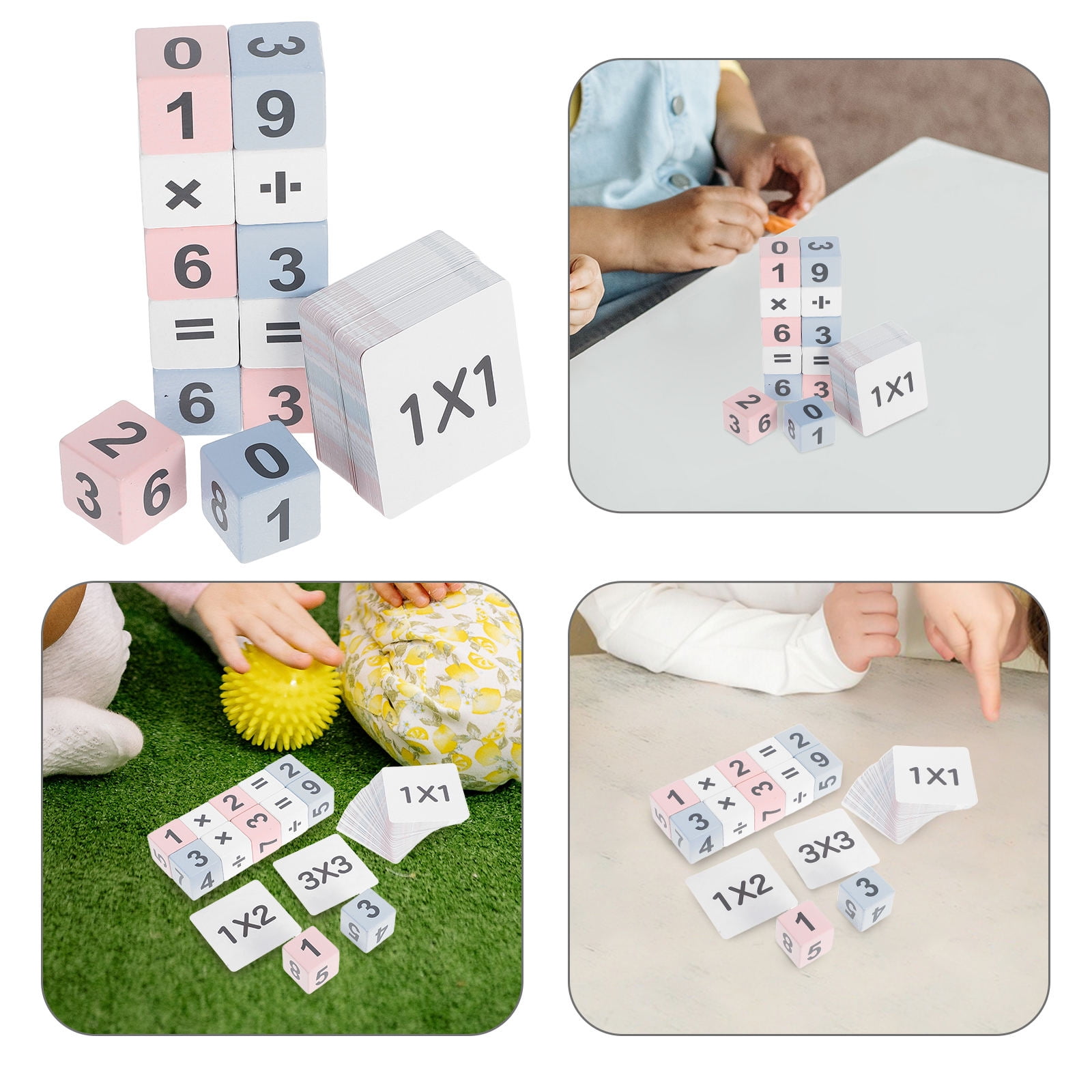 Hemoton 1 Set Kids Math Games Multiplication And Division Practice Educational Number Cube Cards ...