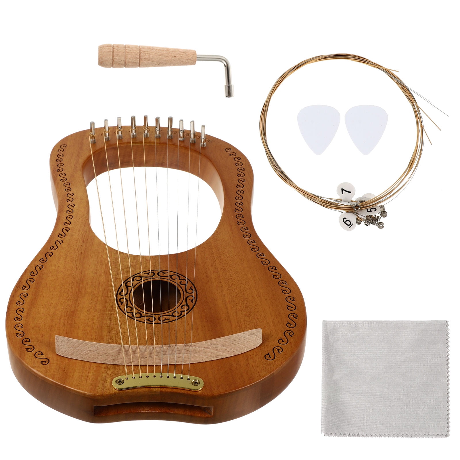 Hemoton 1 Set Lyre Harp Handheld Harp Wood Body 10 Metal Strings String ...