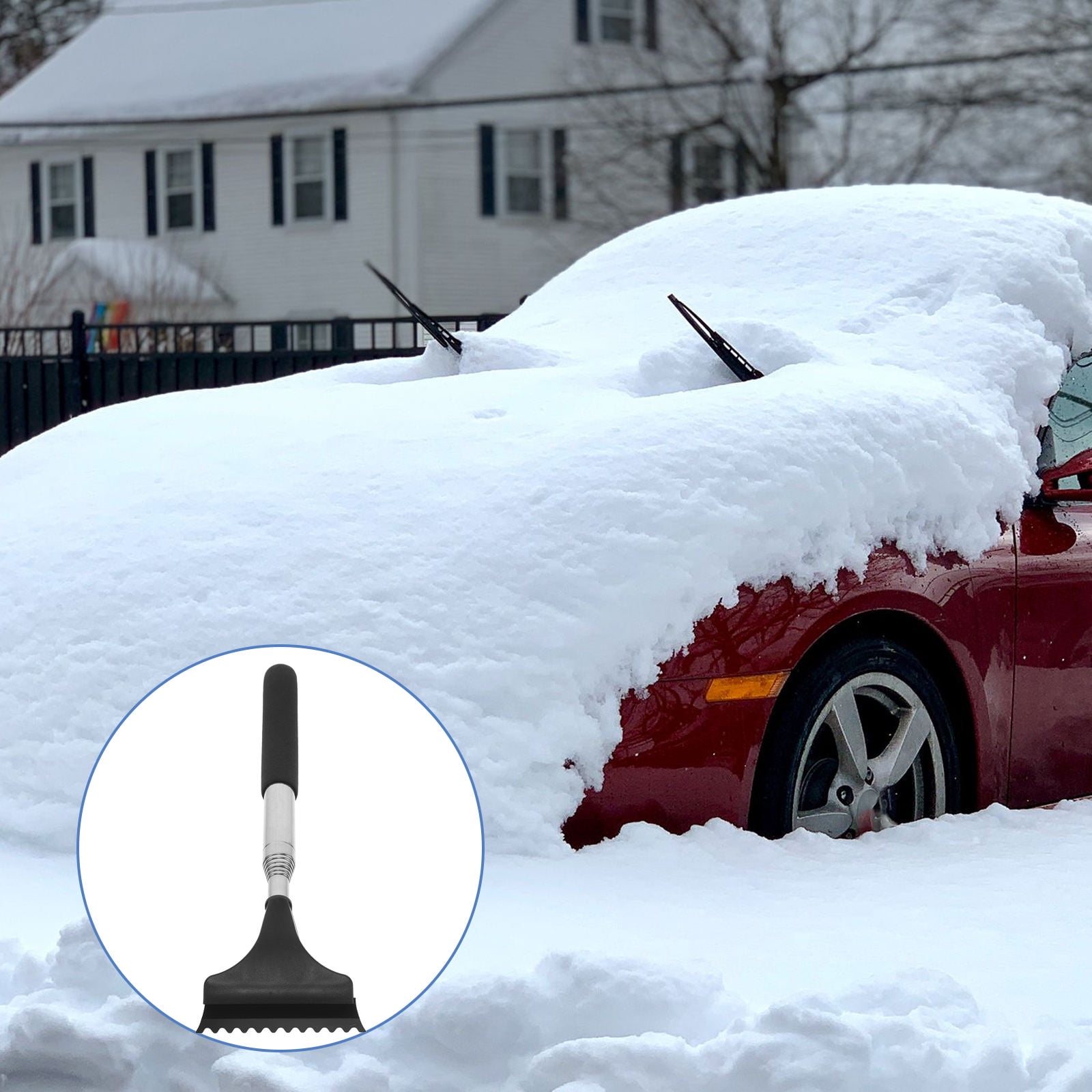 RENACLIPY Black Car Window Ice Scraper and Snow Remover with Extendable ...