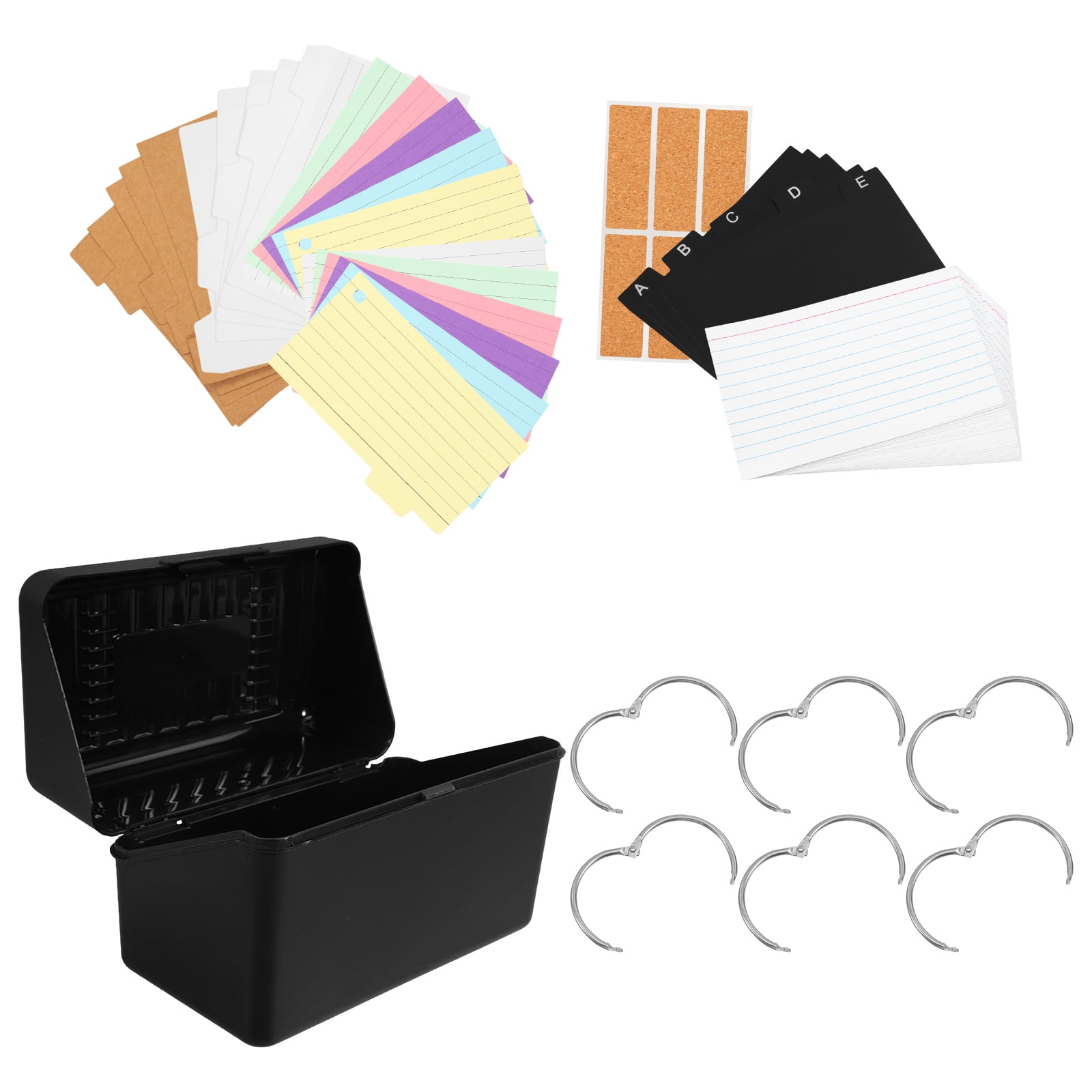 HEMOTON Plastic Index Card Organizer Set with Colorful Tabs and Lined ...