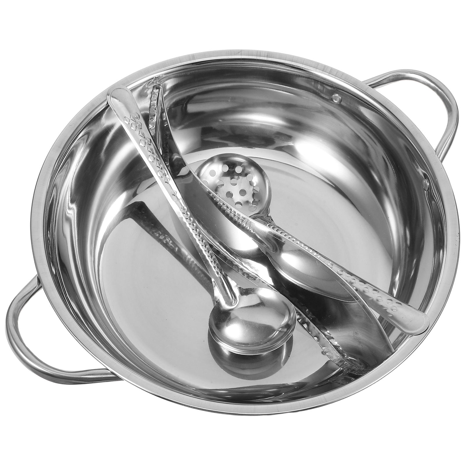 Hemoton 1 Set Of Divided Hot Pot 28cm Stainless Steel Cookware With ...