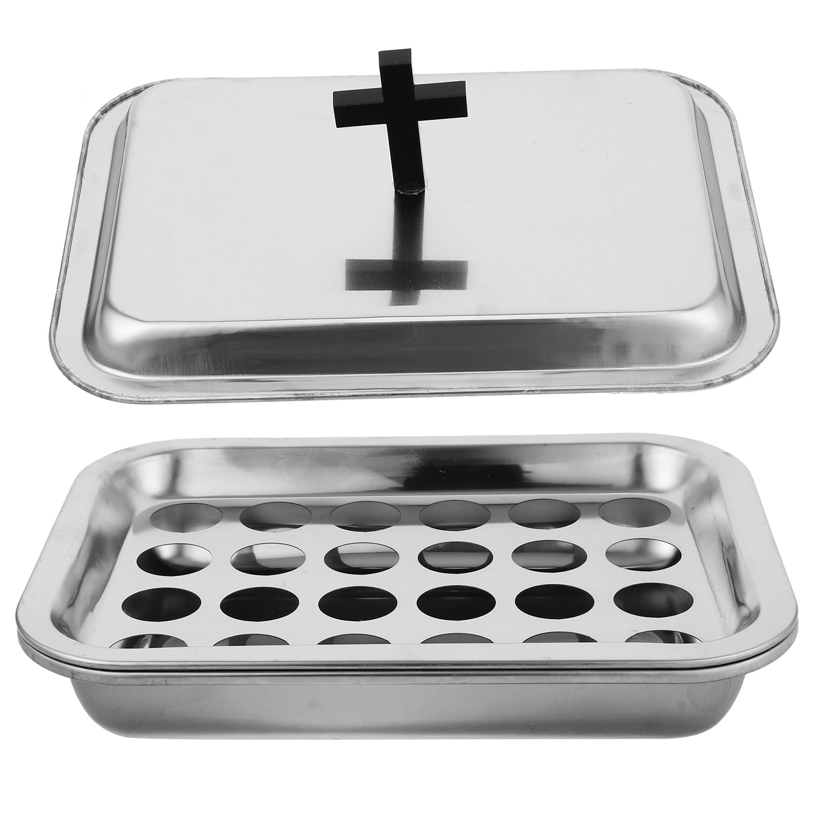Hemoton 1 Set Wine Glass Tray Stainless Steel Communion Plate For ...