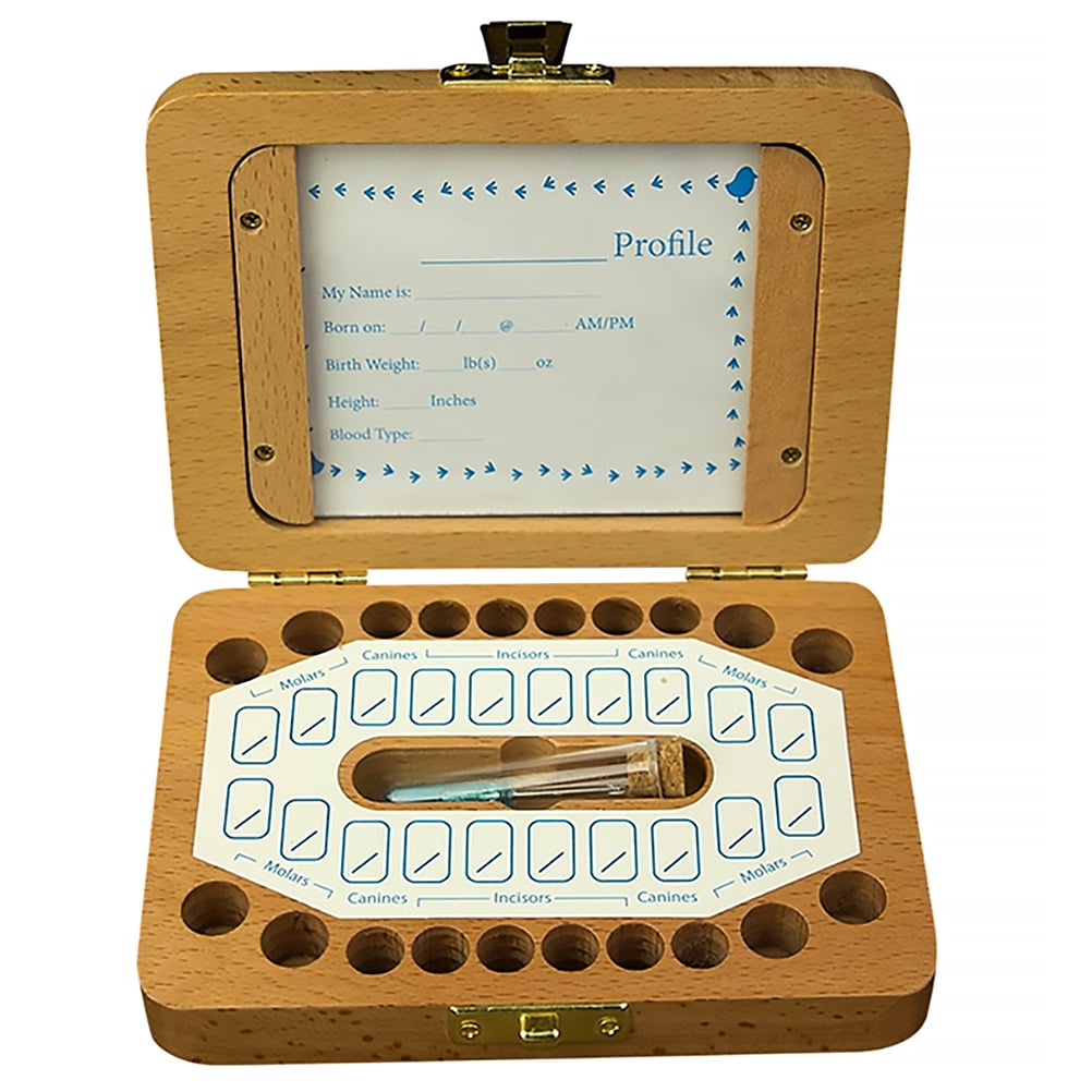 Hemoton 1 Set of Baby Teeth Keepsake Box Wooden Deciduous Tooth Storage ...