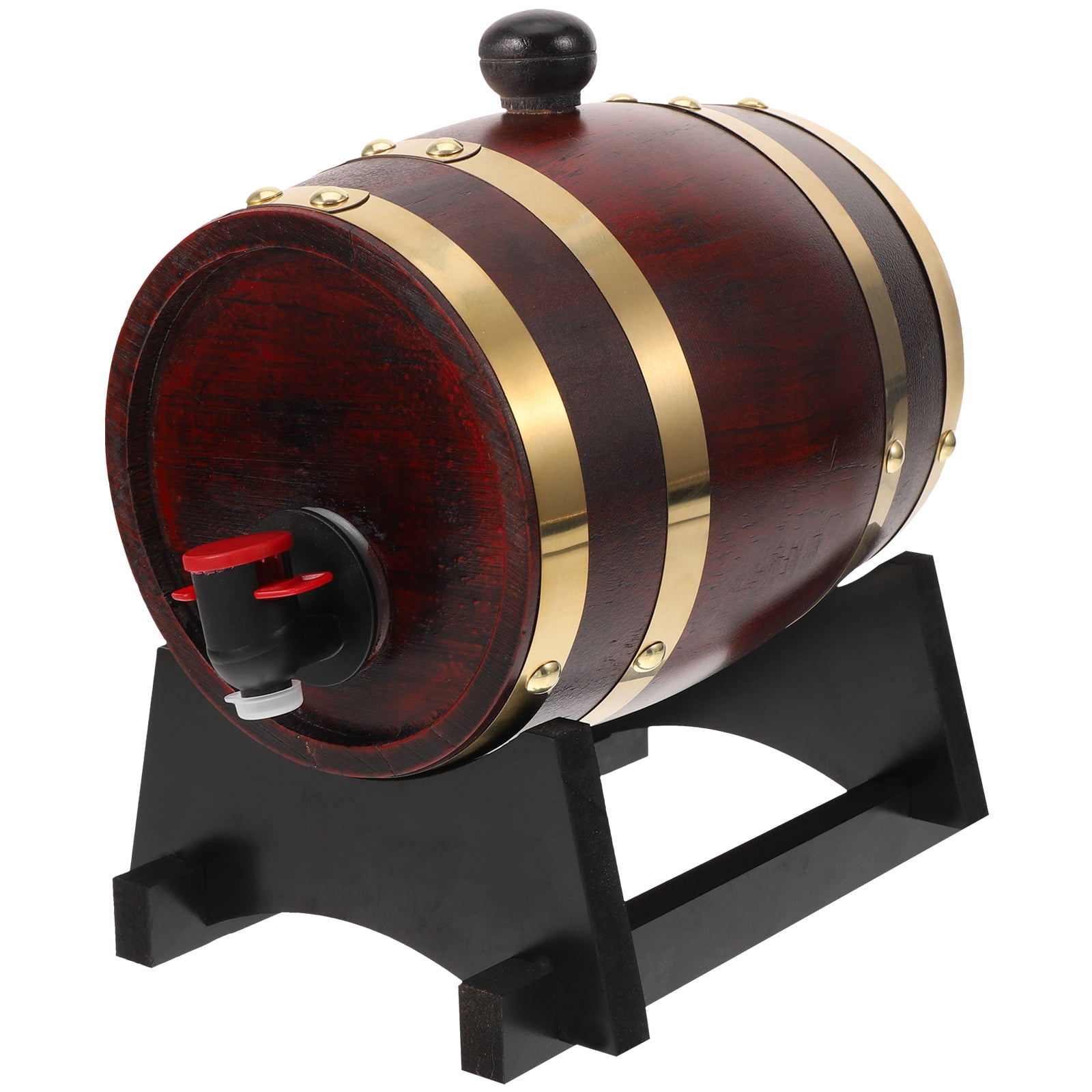 HEMOTON Wood Wine Barrel Beverage Dispenser 1L for Home Use Dark Red ...