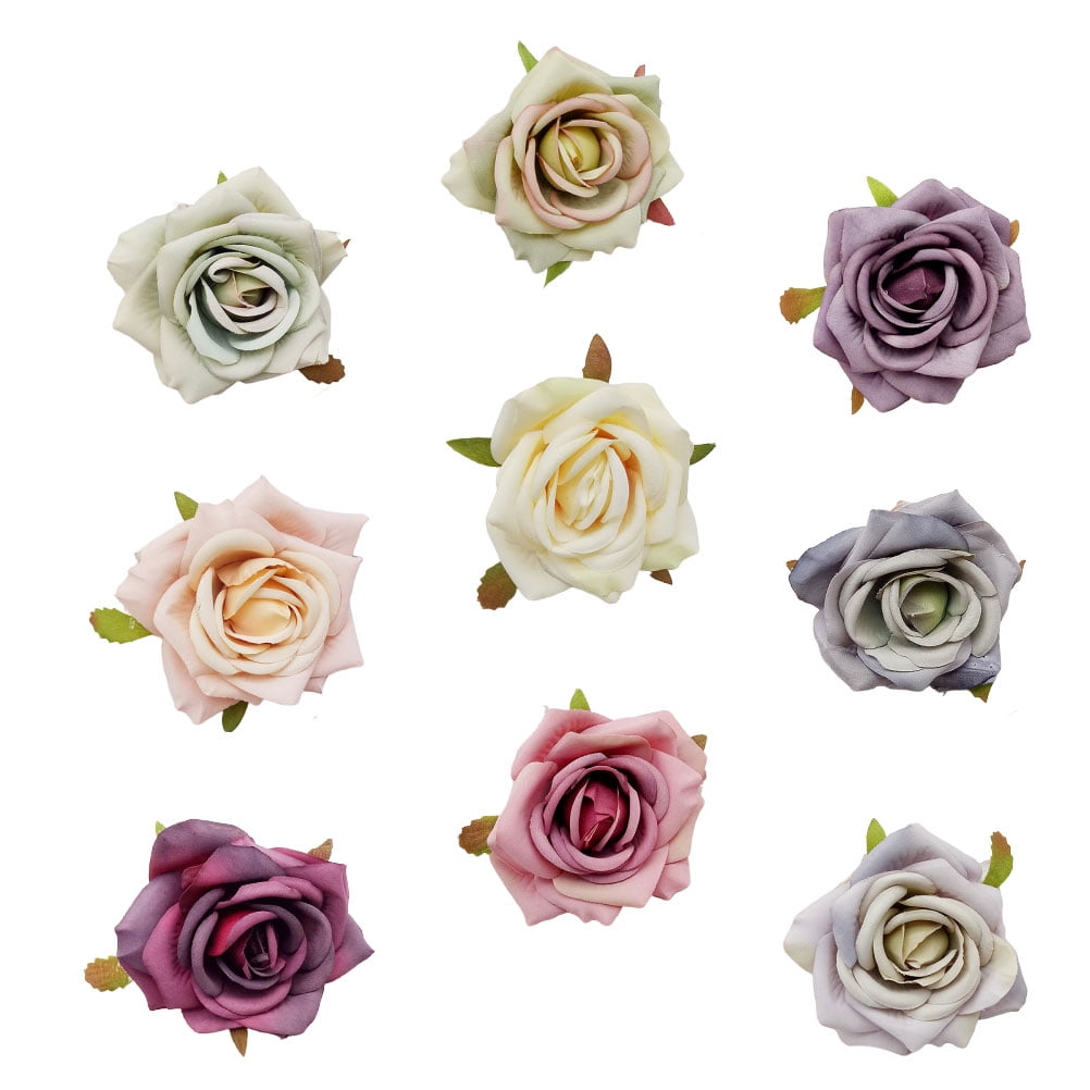 Hemoton 10 Pcs Artificial Roses Flower Heads for Wedding Bouquets ...