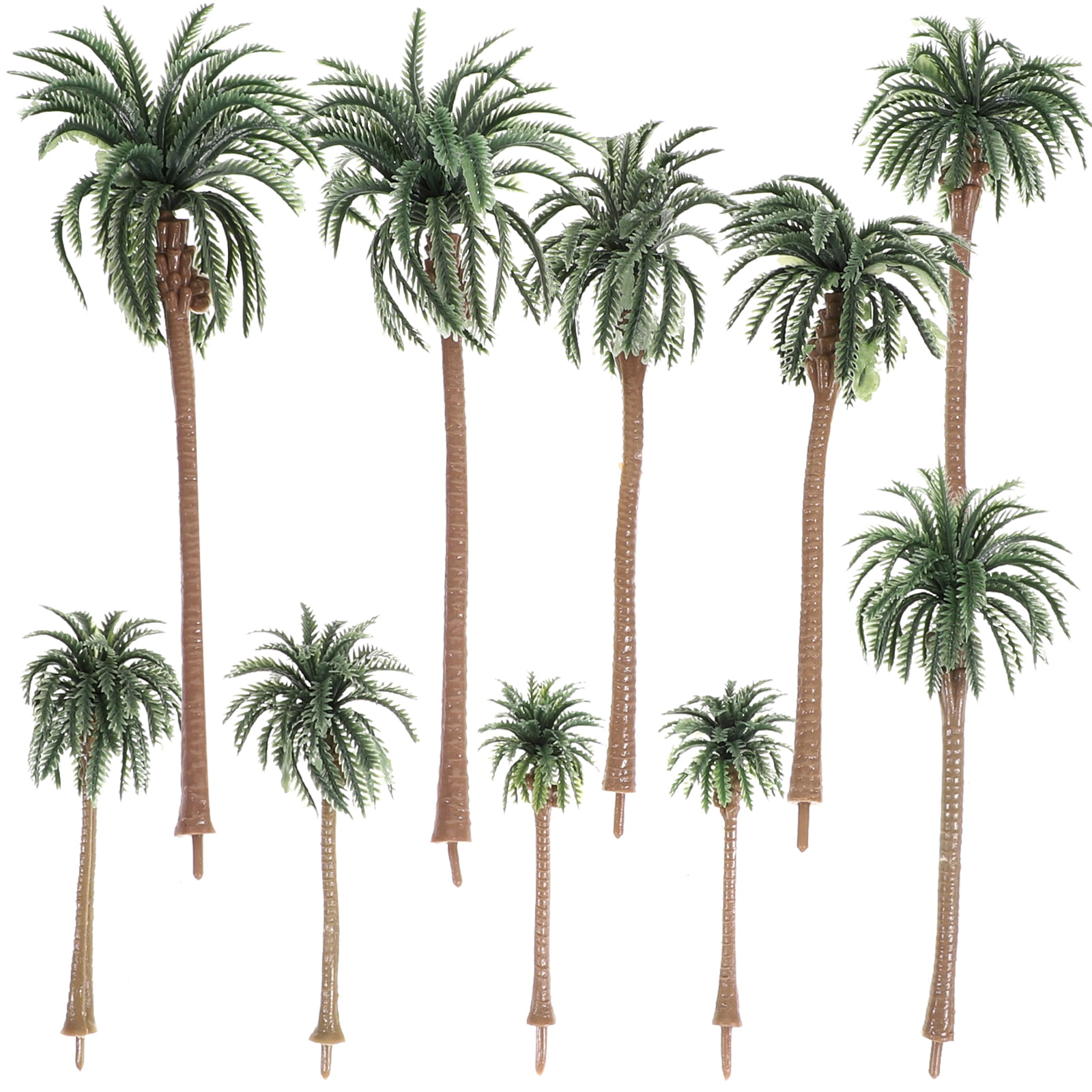 Hemoton 10 Pcs Rainforest Plastic Palm Tree Model Layout Props Tropical ...