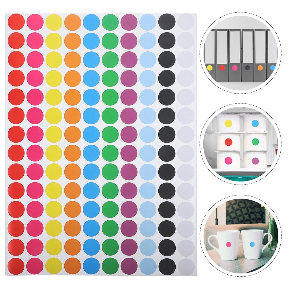 Hemoton 10-Pack Small Round Dot Labels, Colorful Self-Adhesive ...