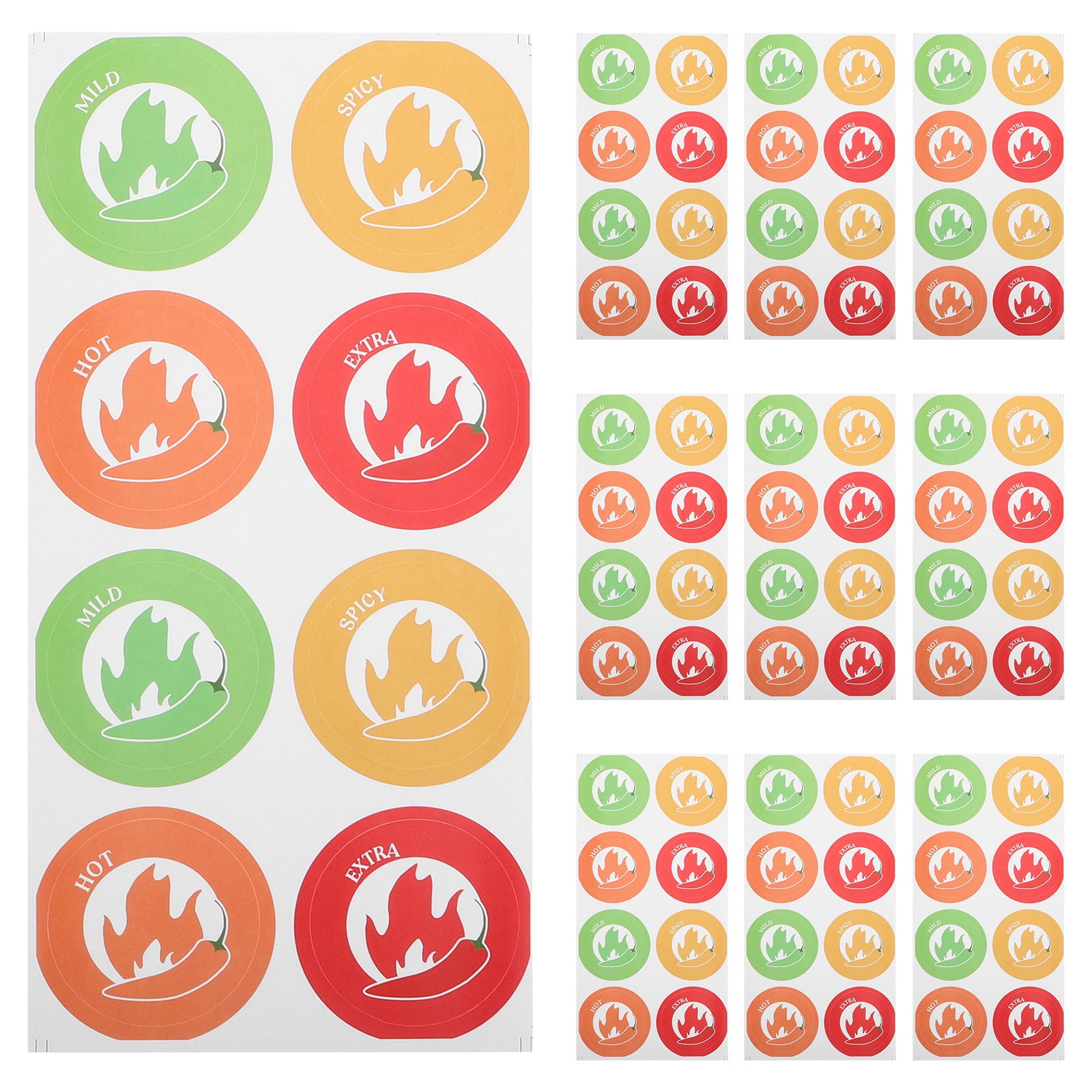 Hemoton 10 Sheets Of Spice Level Indicator Stickers Adhesive Hot Pepper ...