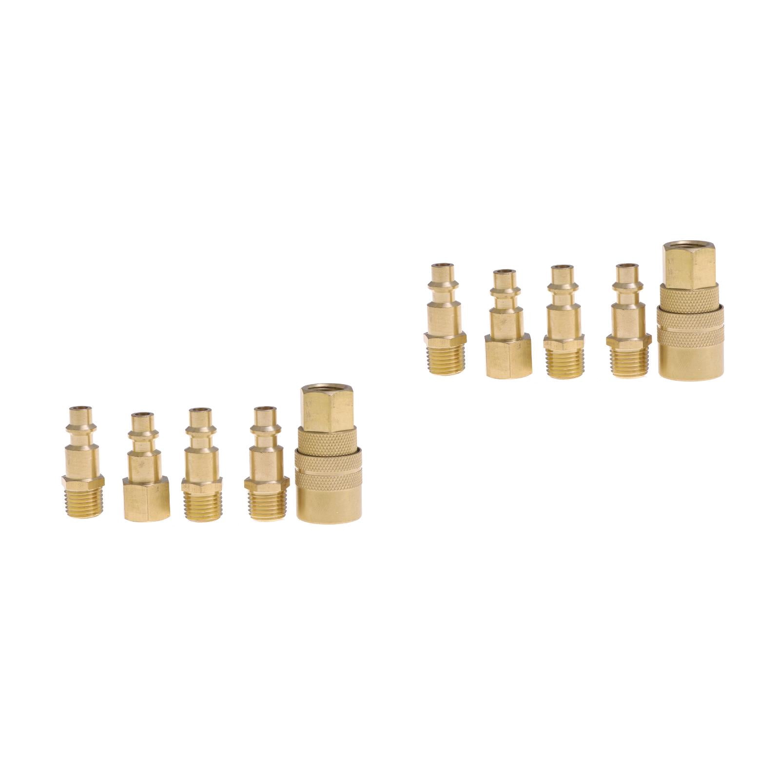 Hemoton 10 pcs Solid Brass Quick Coupler Set Air Hose Connector ...