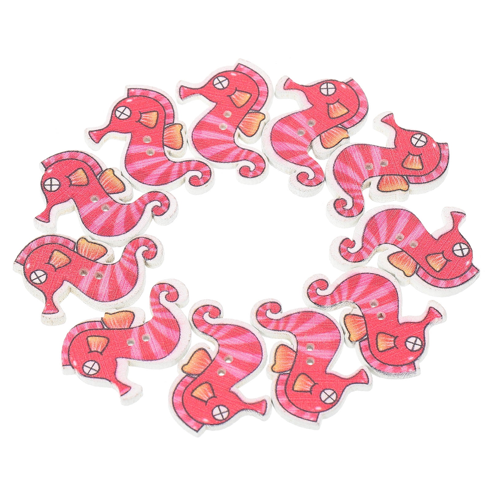 HEMOTON 100Pcs Multi Color Fish Shape TwoHoles Wooden Button for DIY ...