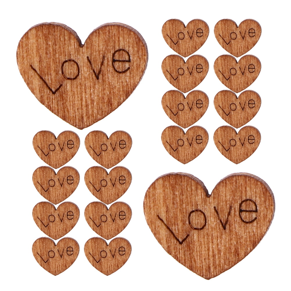 Hemoton 100 Pcs DIY Heart Shaped Buttons Valentines Day Gems Wooden ...