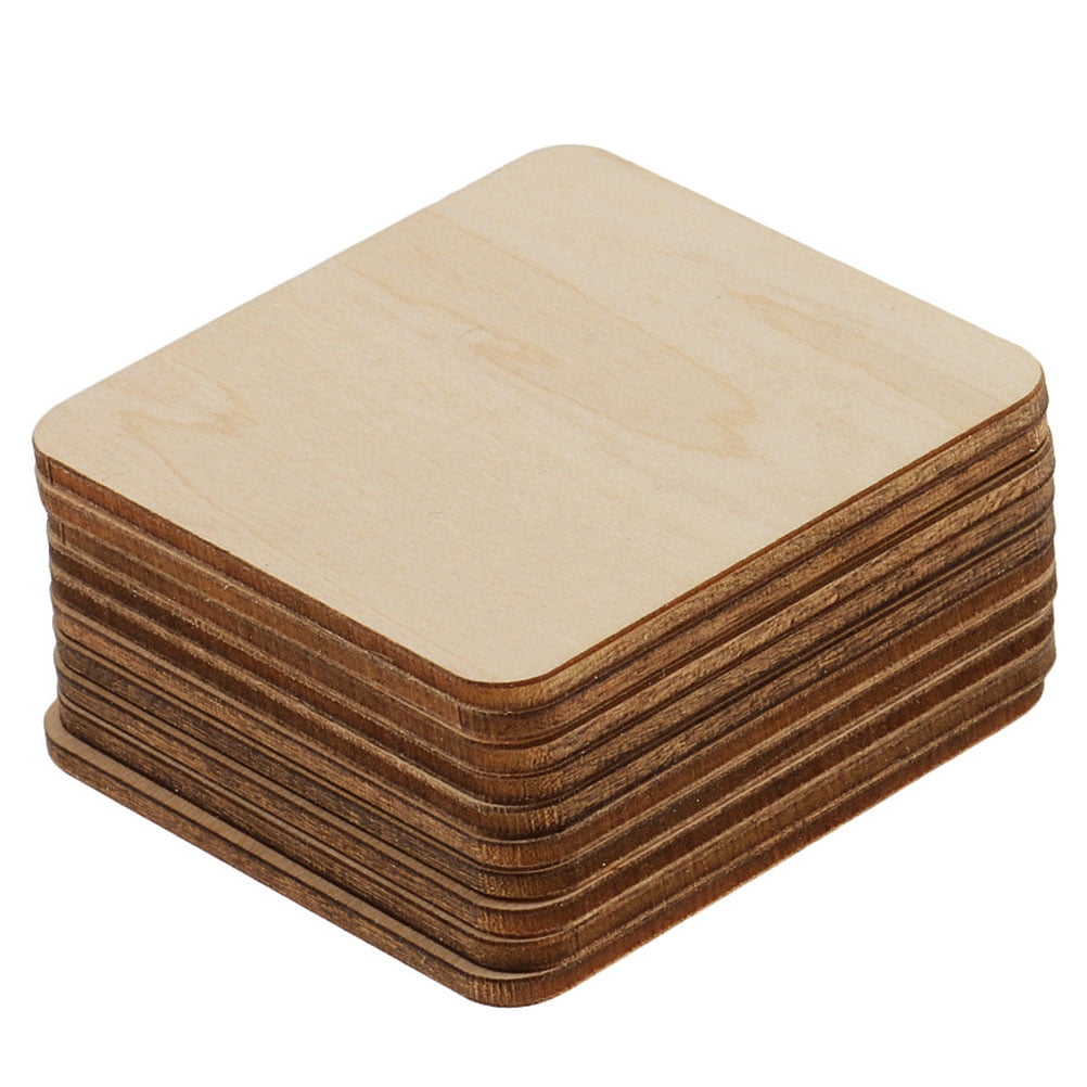 DEEPCRAFF Square Blank Unfinished Wood Slices Beige 100Pcs 1.2X1.2X0 ...