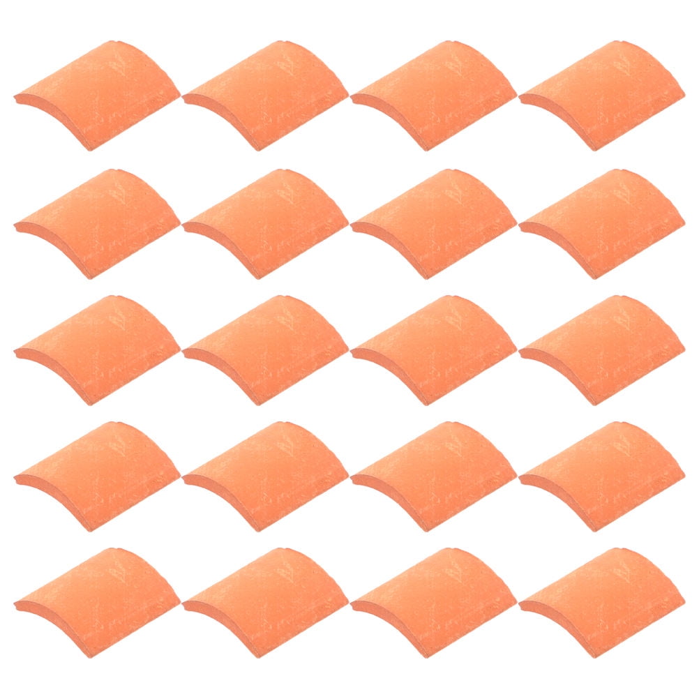 HEMOTON 100pcs Mini Roof Tiles Set Orange Pottery Clay Realistic Detail ...