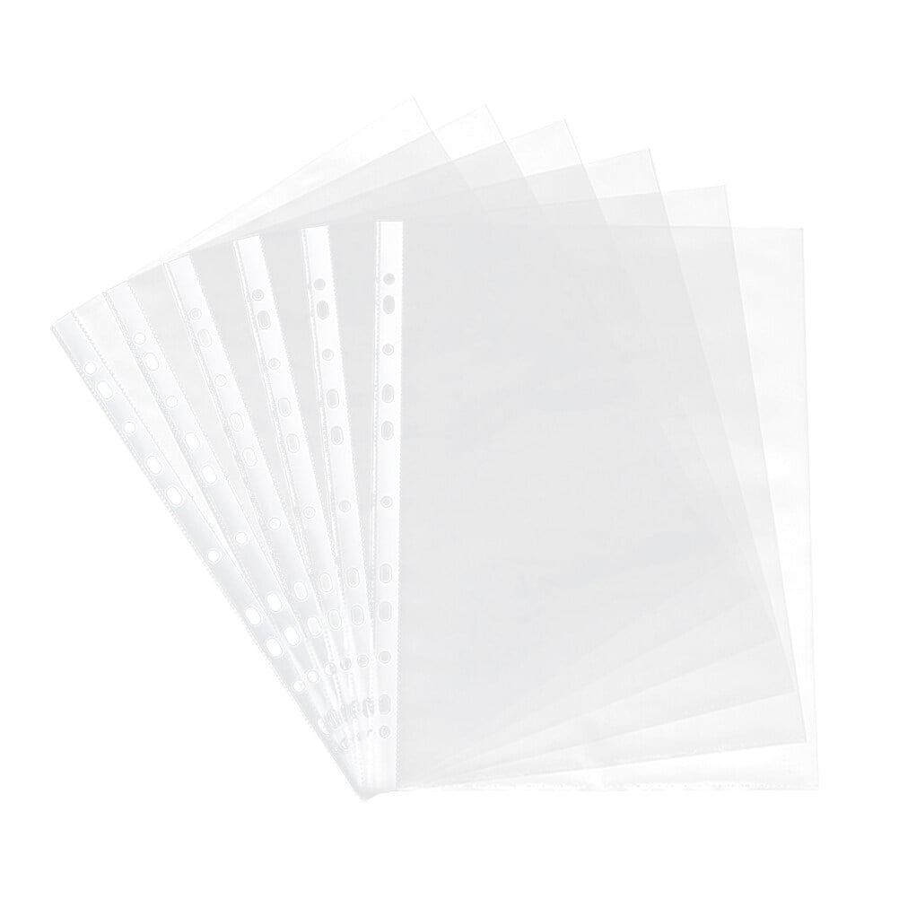 Hemoton 100pcs A4 File Document Folder Clear Sheet Protectors Punched ...