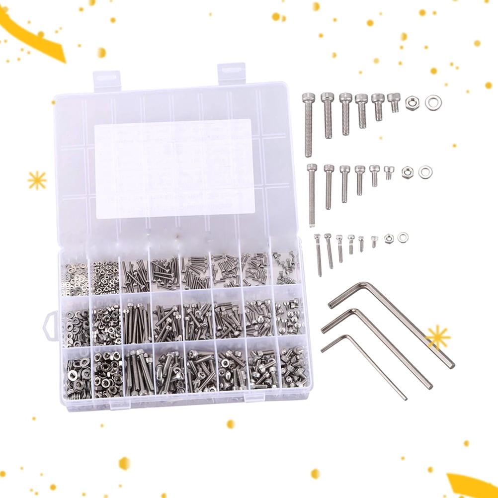 Hemoton 1080Pcs Stainless Steel Bolt and Nut Set Socket Head Screws ...