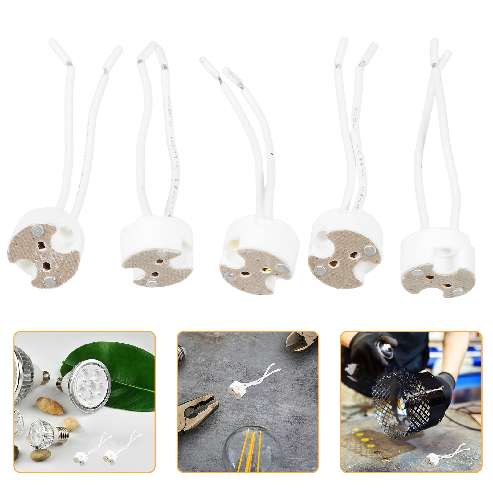 Hemoton 10pcs Ceramic Light Adapter Mr16 Lamp Socket For Light Fixtures ...