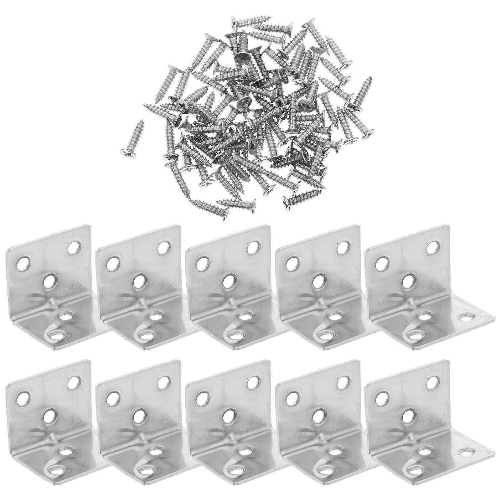 Hemoton 10pcs Stainless Steel Angle Bracket L Brackets With Screws 6 ...