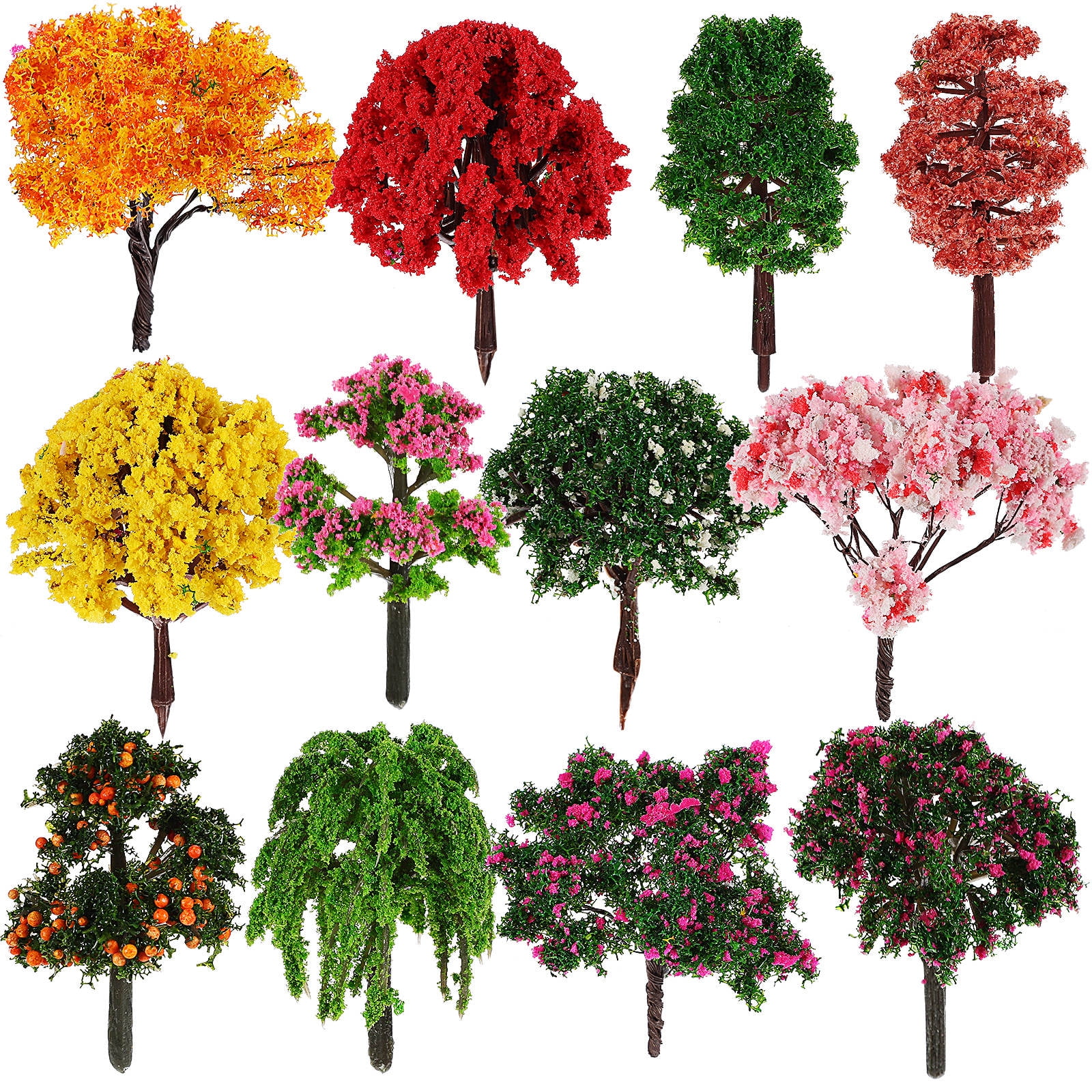 Hemoton 12 Pcs Model Trees Miniature Landscape Scenery Train Railways ...