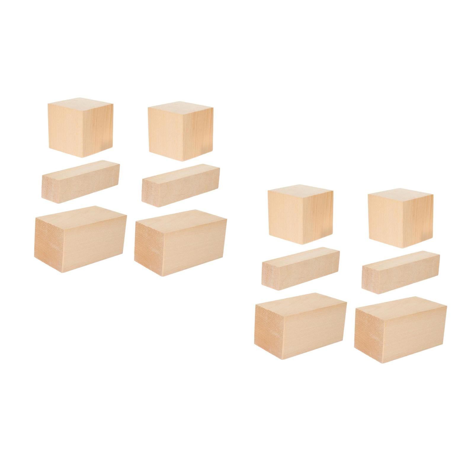Hemoton 12 Pcs Unfinished Wood Blocks for Crafts Pine Wood Board Wooden ...