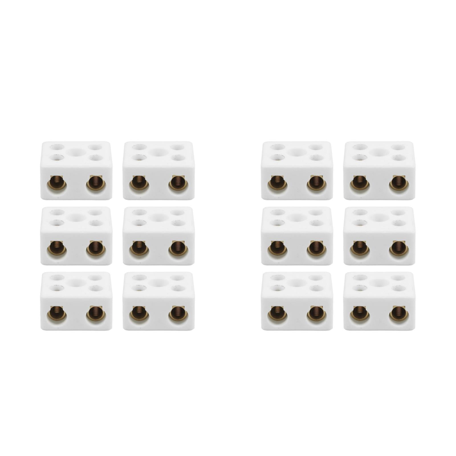Hemoton 12 pcs Dual Row Ceramic Terminal Block 2 Way Ceramics Terminal ...
