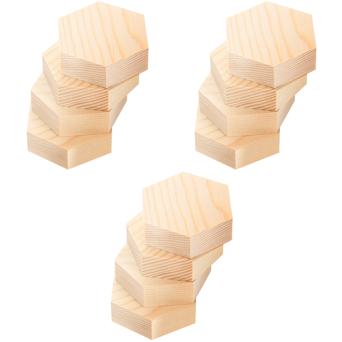 Hemoton 12 pcs Hexagon Wood Pieces Unfinished Wooden Chips DIY Craft ...