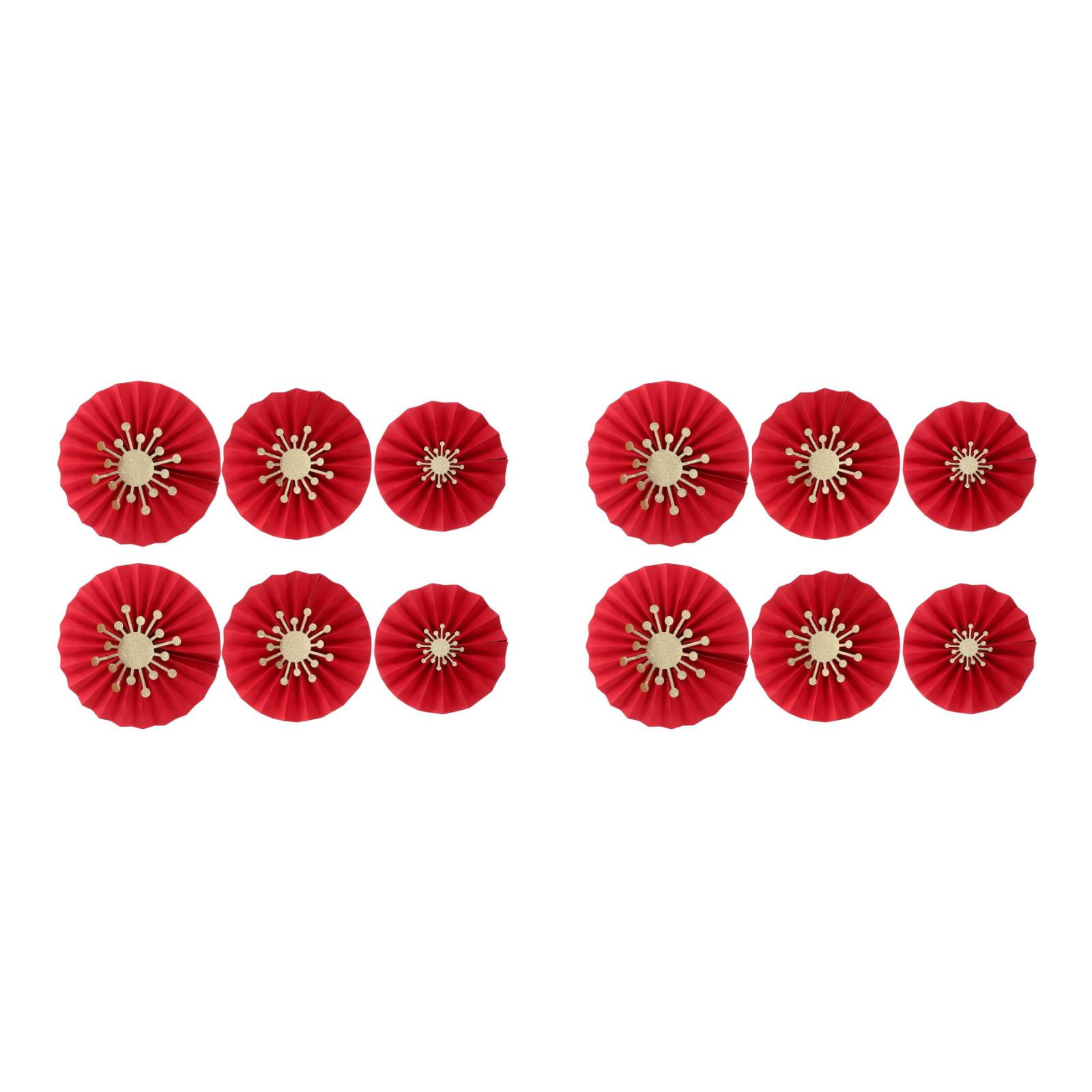 Hemoton 12 pcs Paper Fan Flower Party Supplies, Hanging Paper Fans ...