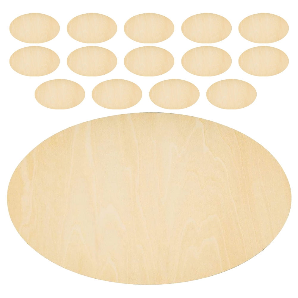 Hemoton 12PCS DIY Unfinished Wood Pieces Crafts Oval Boards Wooden ...