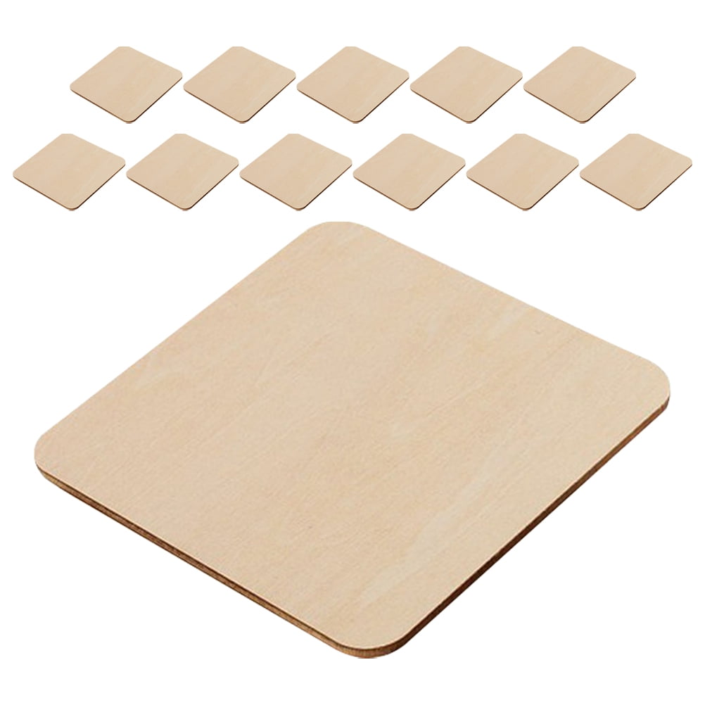 Hemoton 12PCS Square Unfinished Wood Pieces for Crafts, Kids Painting ...