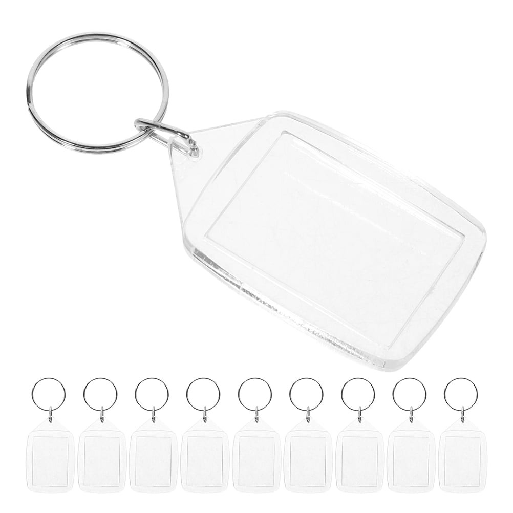 Hemoton 12Pcs Clear Plastic Keyring Blank Photo Picture Frame Keychain ...
