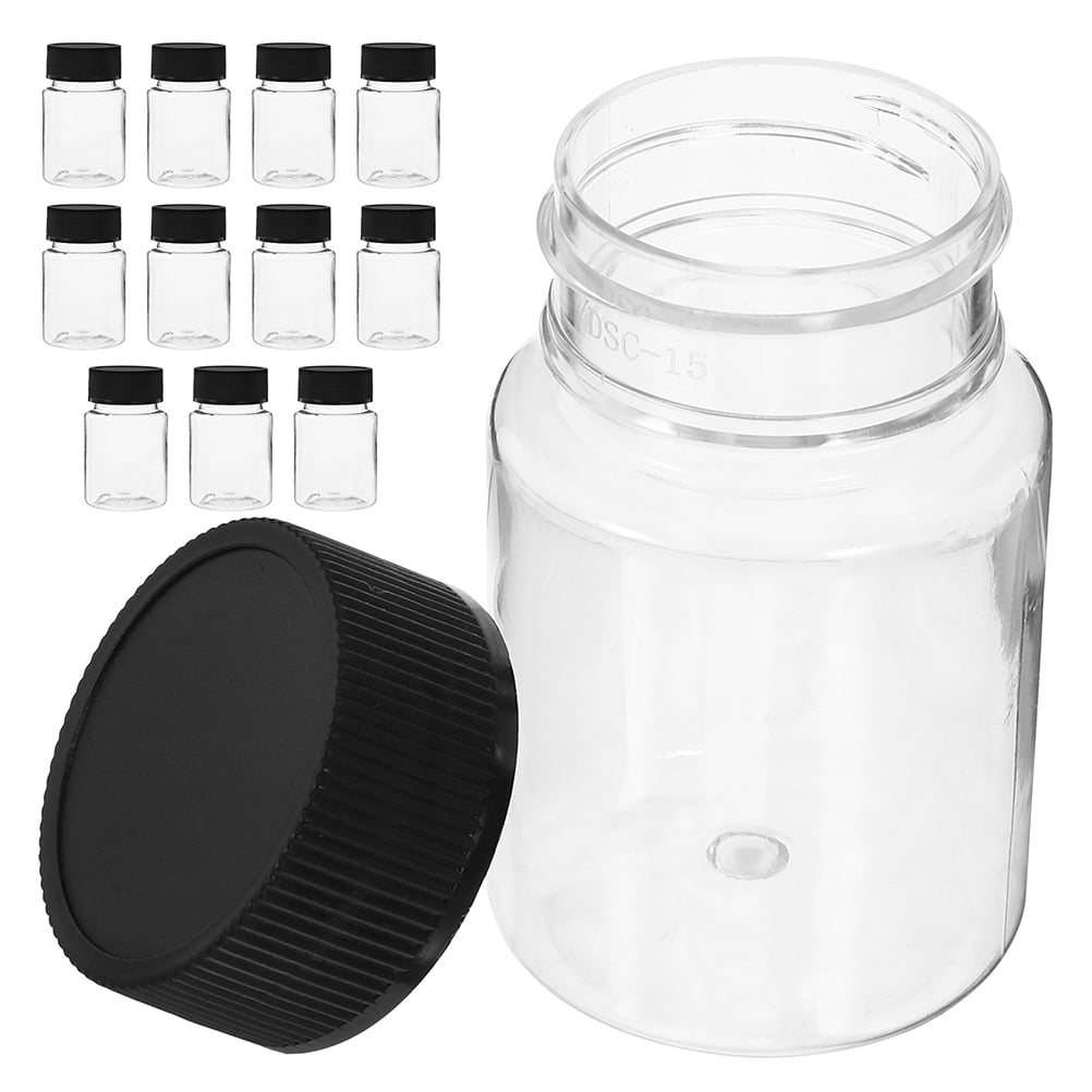 Hemoton 12pcs Clear Plastic Wide Mouth Sample Bottles With Screw Caps ...