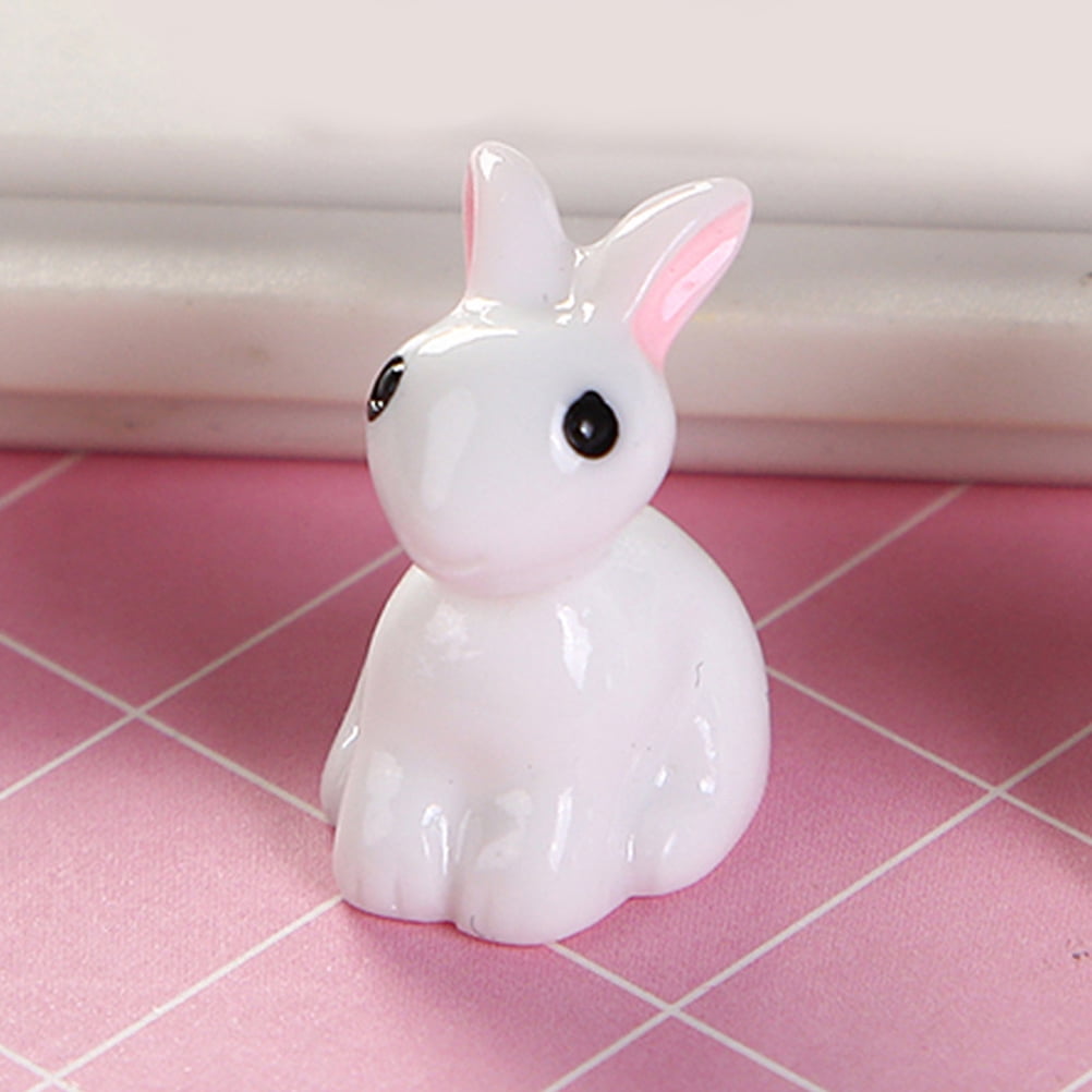 Hemoton 12pcs Rabbit Miniature Figurines DIY Cute Resin Bunny Miniature ...