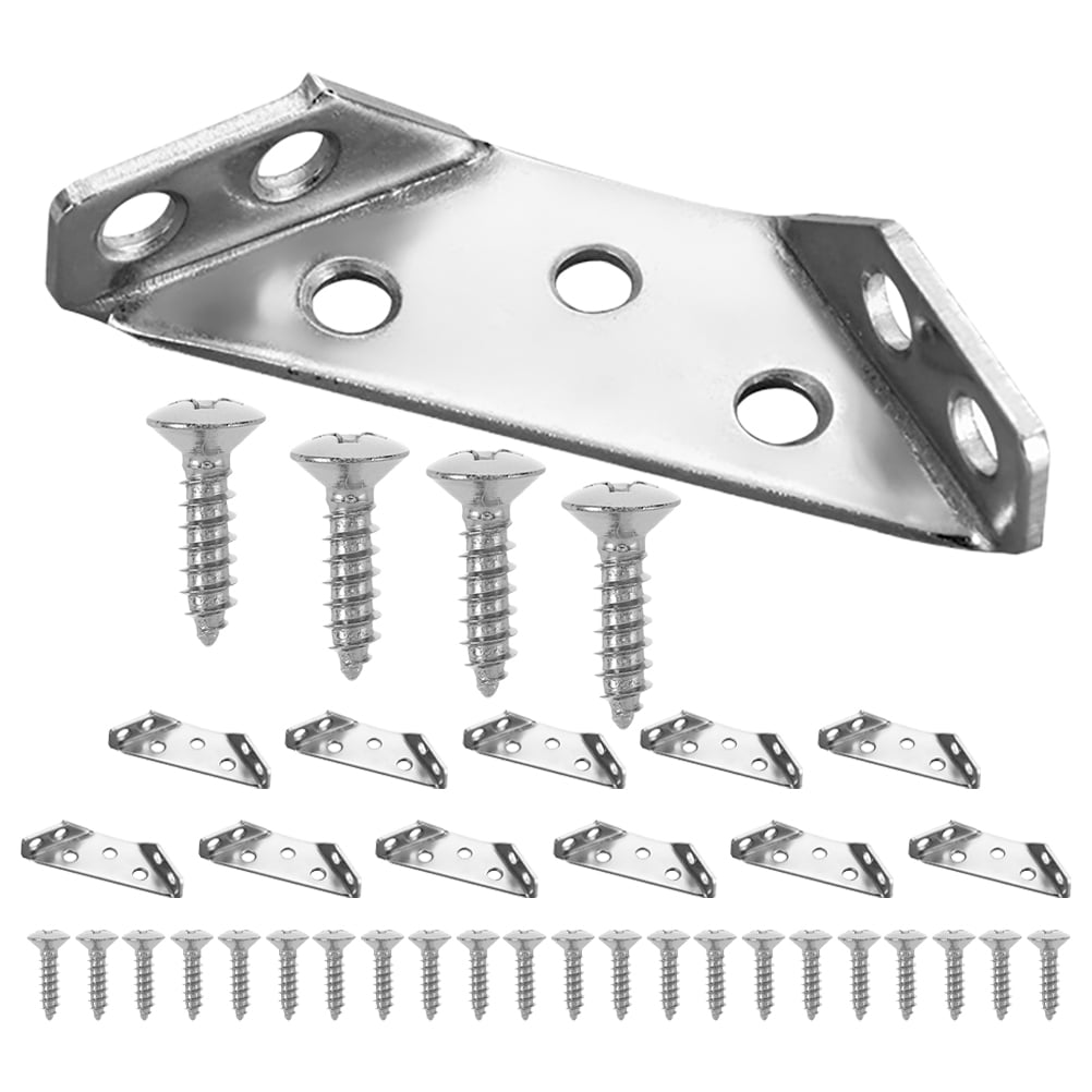Hemoton 12pcs Stainless Steel Corner Brackets with Screws Angle Corner ...