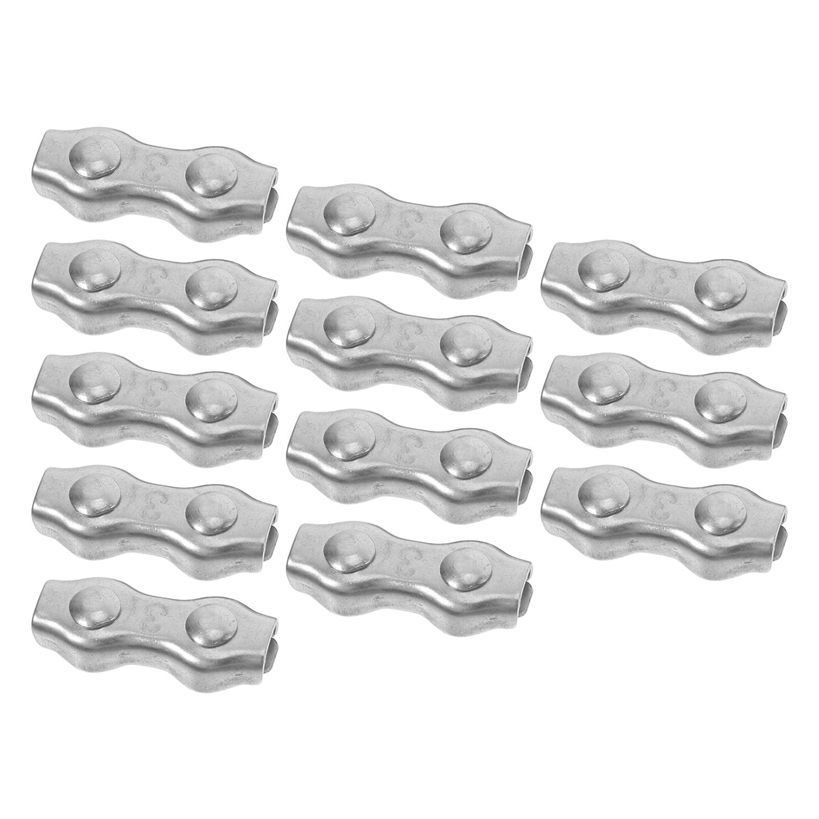 Hemoton 12pcs Stainless Steel Double Plate Wire Rope Clamps Secure ...