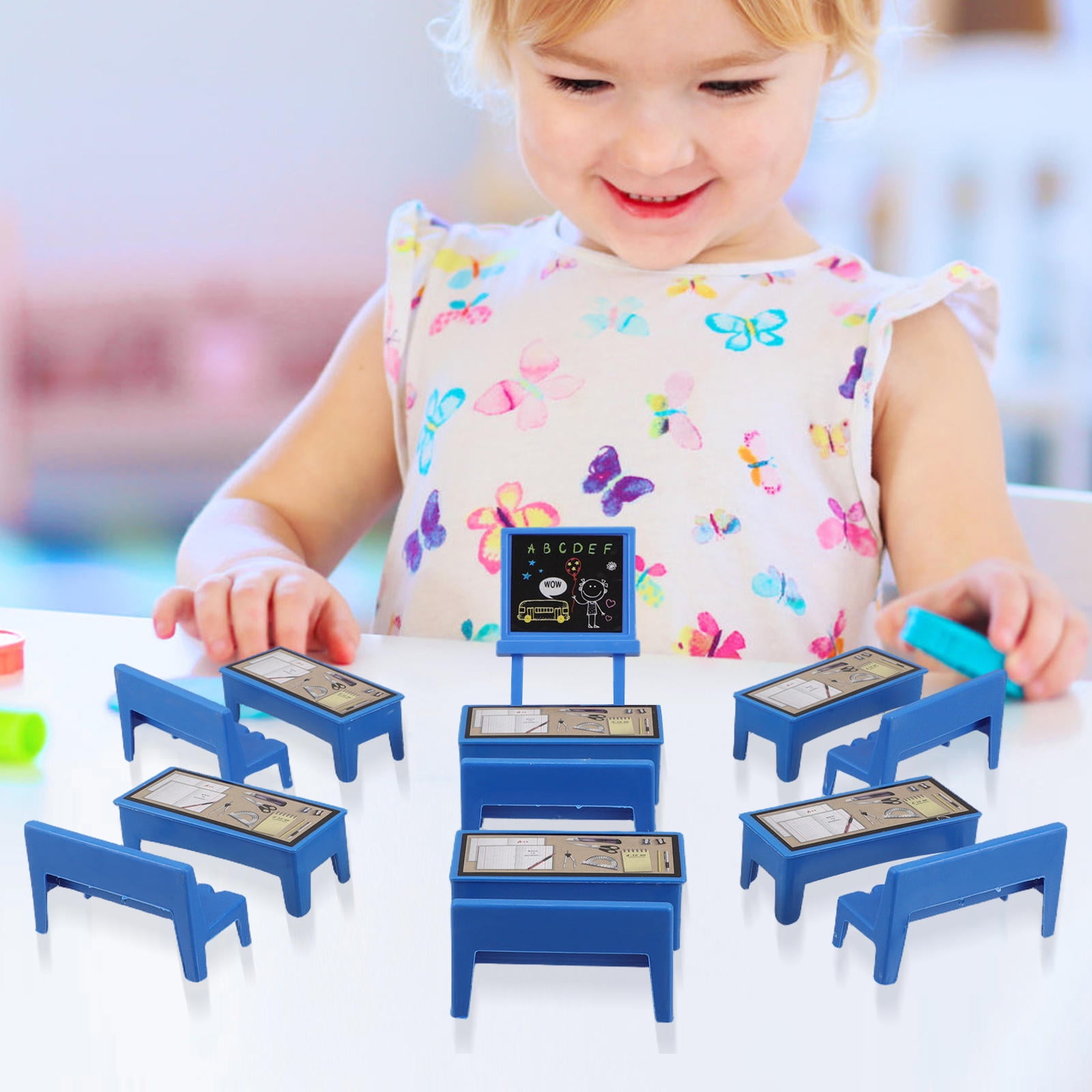 Hemoton 13pcs Miniature School Playset for Kids Dollhouse Furniture Set ...