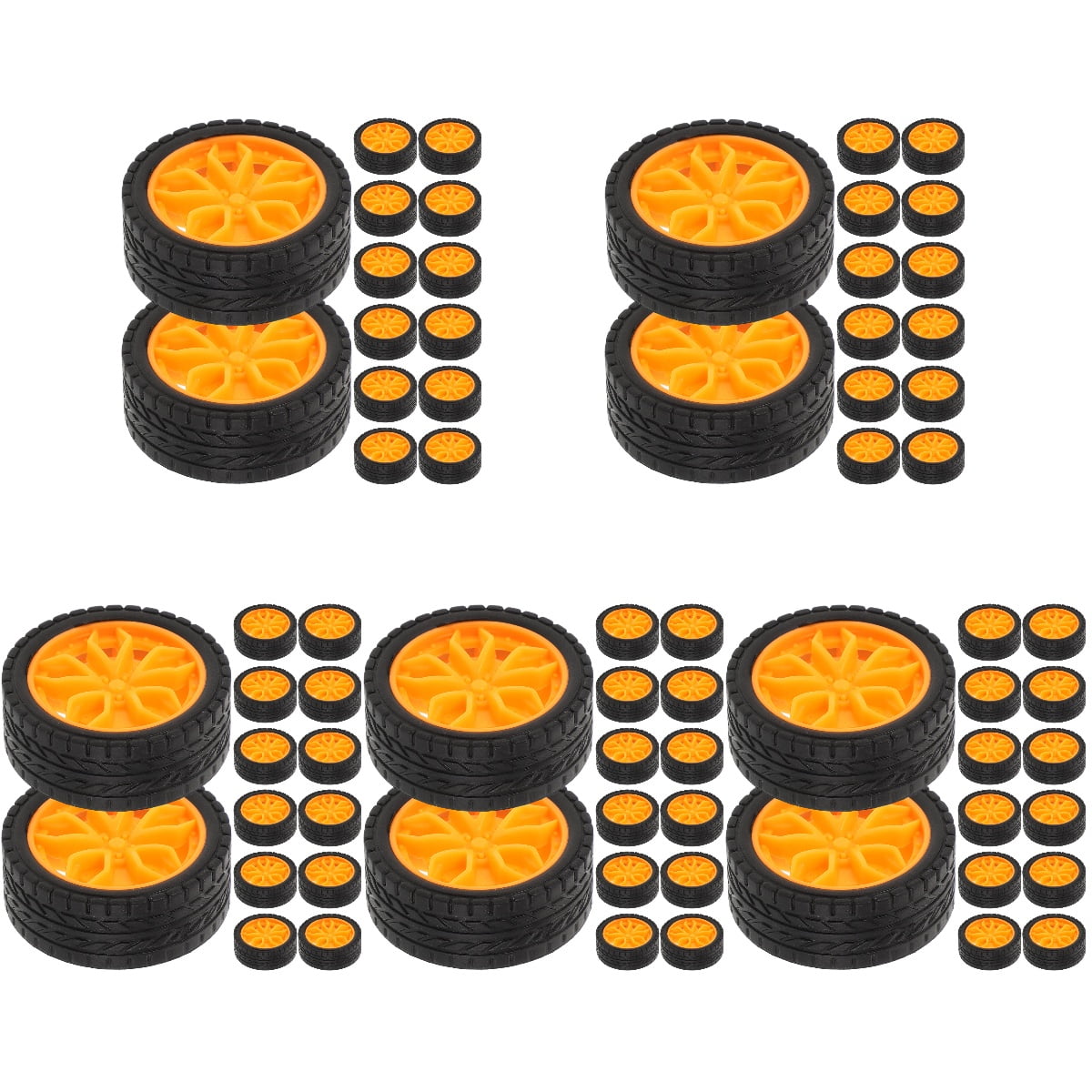 Hemoton 140 pcs Car Wheels Rubber Wheels Car Model Wheels Toy Car Diy ...