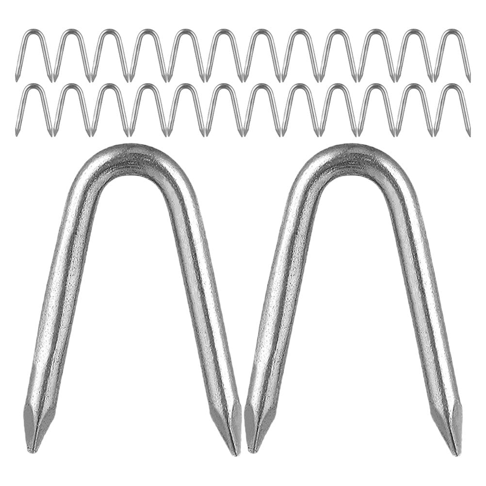 Hemoton 140pcs Heavy-Duty U Fence Staples Wire Fence Fasteners U-Shaped ...